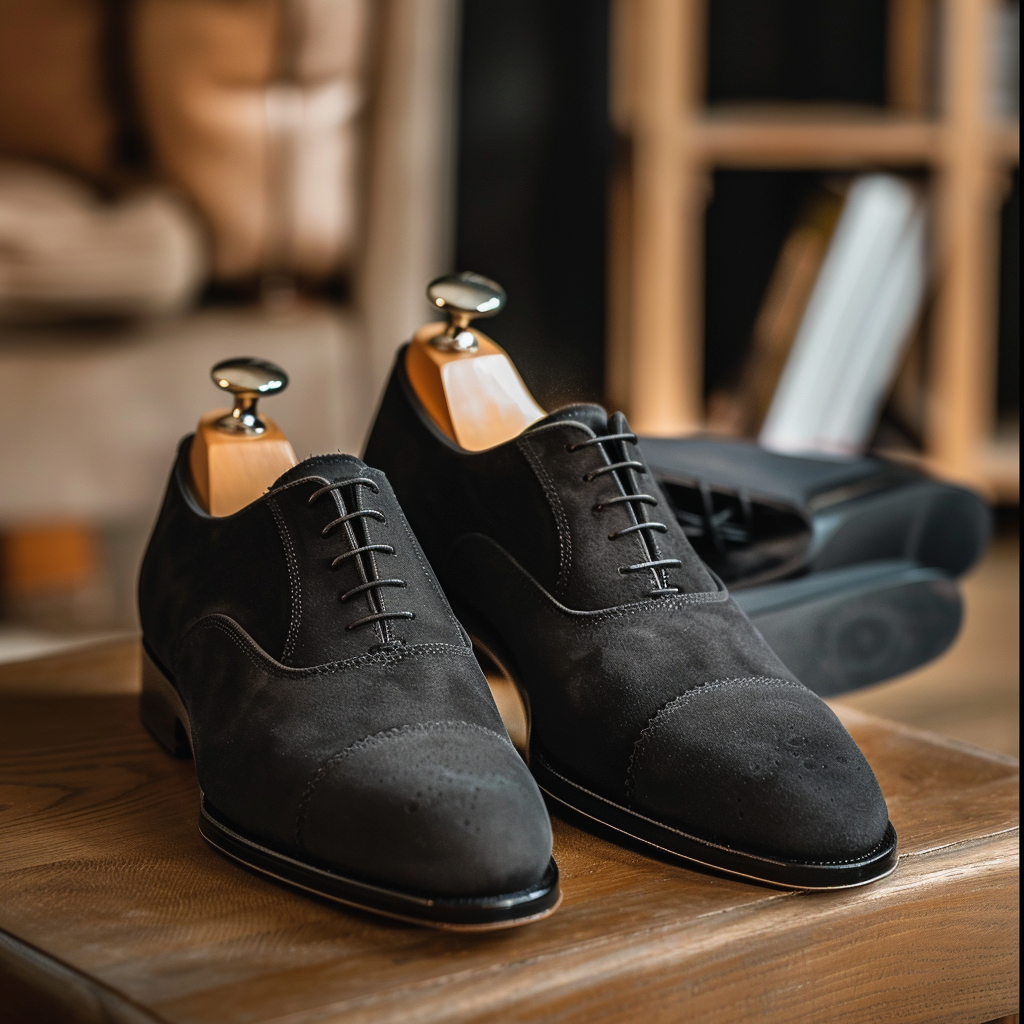 Black Nubuck Leather Andrea Oxfords – Costoso Italiano