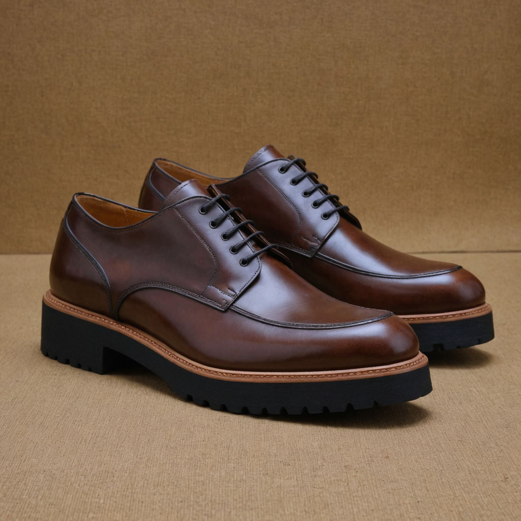 Brown Leather Orion Chunky Derby Shoes - SS23 – Costoso Italiano