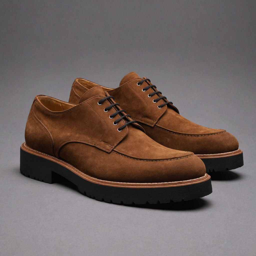 Brown Suede Leather Orion Chunky Derby Shoes - SS23 – Costoso Italiano