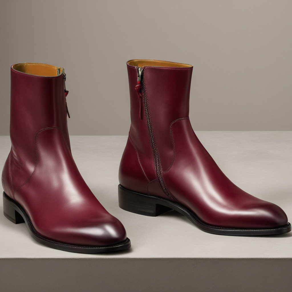 Burgundy Leather Draven Zipper Boots - AW24 – Costoso Italiano