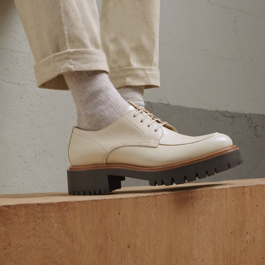 Cream Leather Eros Chunky Derby Shoes - AW24 – Costoso Italiano