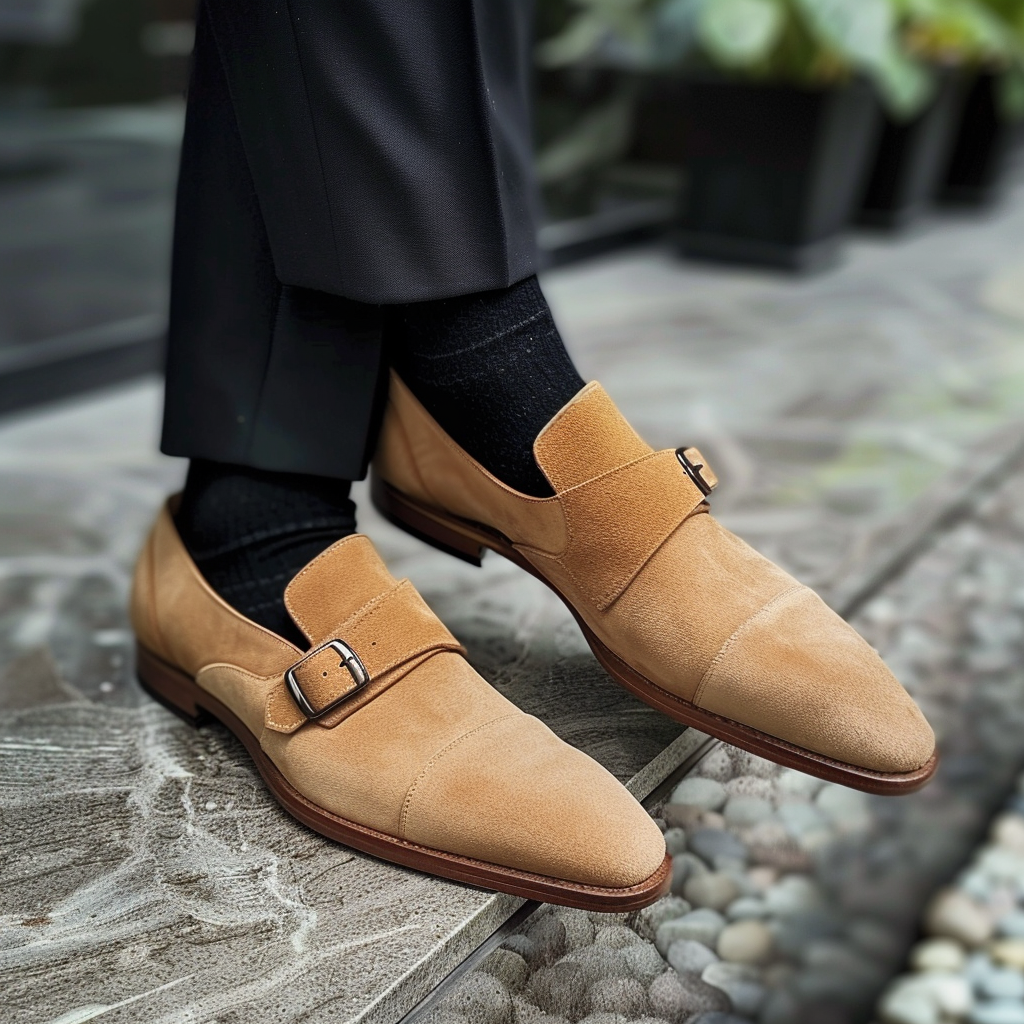 Cream Suede Acilio Monk Straps – Costoso Italiano