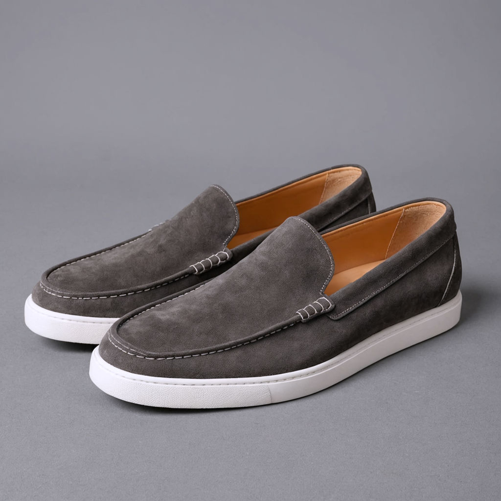 Grey Suede Leather Anthea Slip On Sneakers – Costoso Italiano