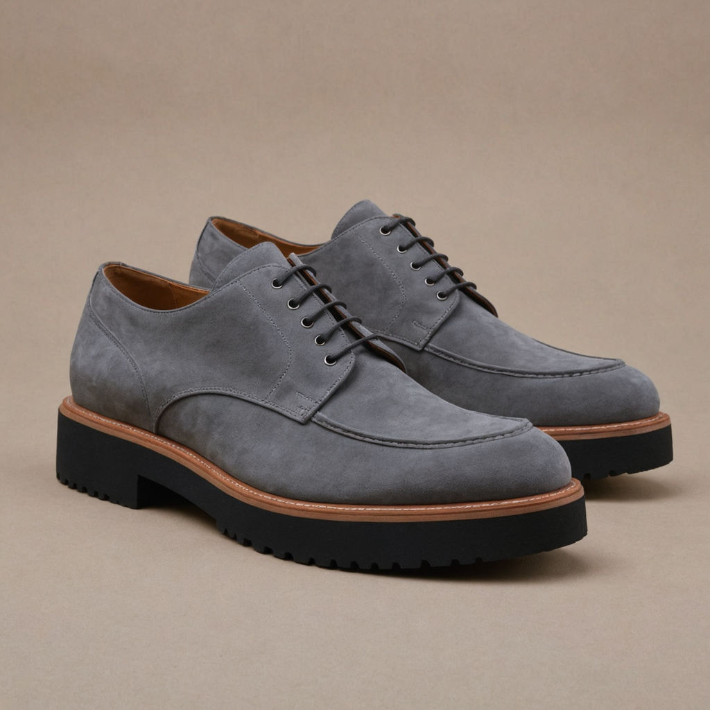 Grey Suede Leather Orion Chunky Derby Shoes - SS23 – Costoso Italiano