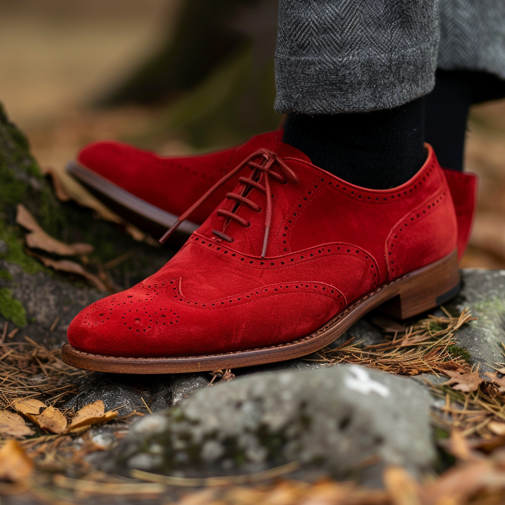 Red Suede Leather Pio Lace-Up Oxford Shoes – Costoso Italiano