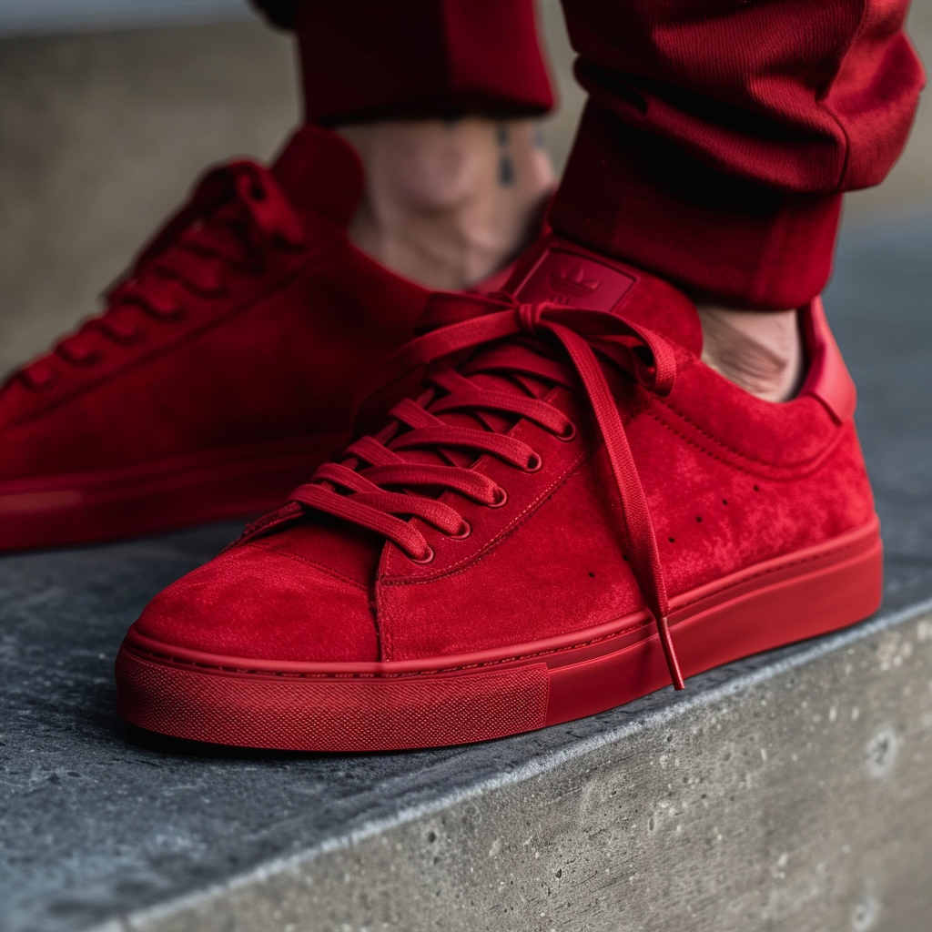 Red Suede Leather Remigio Lace-Up With Red Sole Sneakers – Costoso Italiano