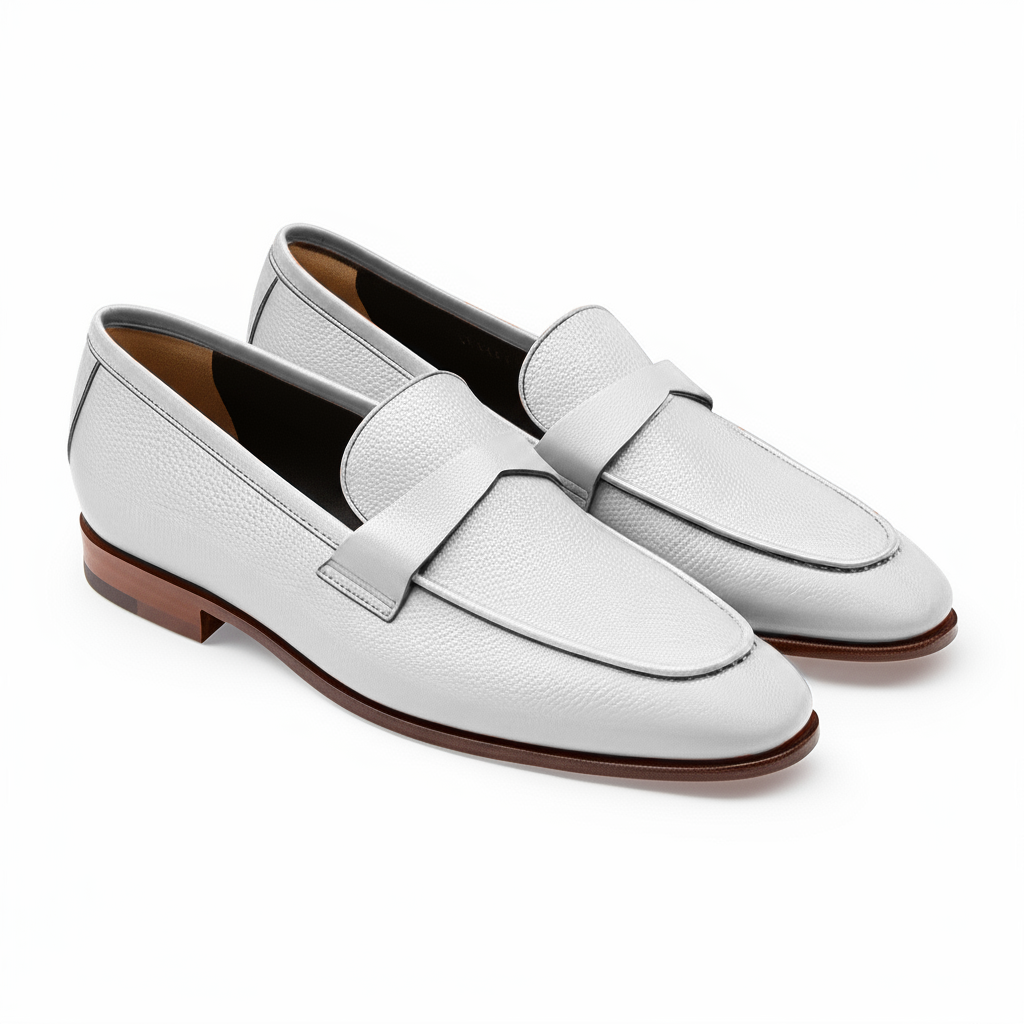 White Leather Lucian Slip On Unlined Loafers - Comfort First Edition ...
