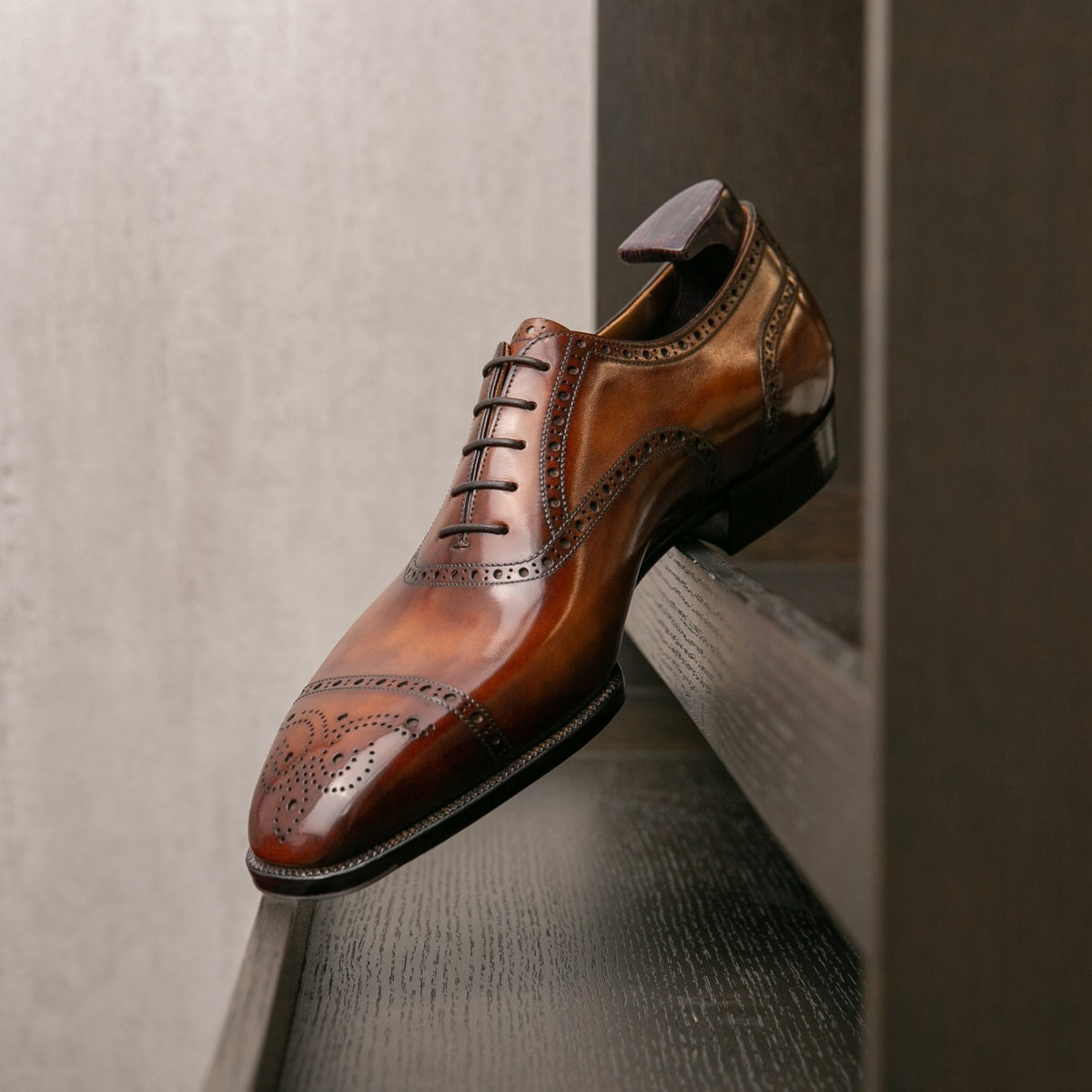 Brown Leather Brogue Oxford Shoes – Costoso Italiano