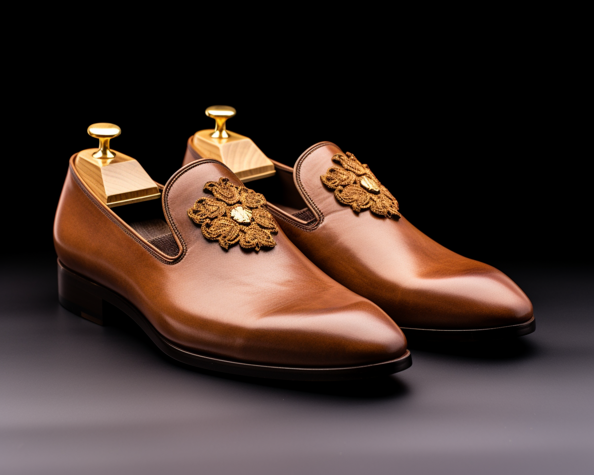 Tan Leather Embroidery Work Peshawari Loafers | Wedding Shoes for Groo ...