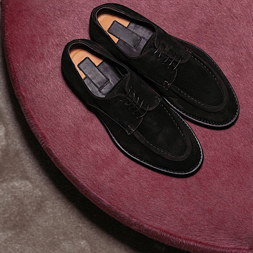 Black Suede Melton Derby Shoes – Costoso Italiano